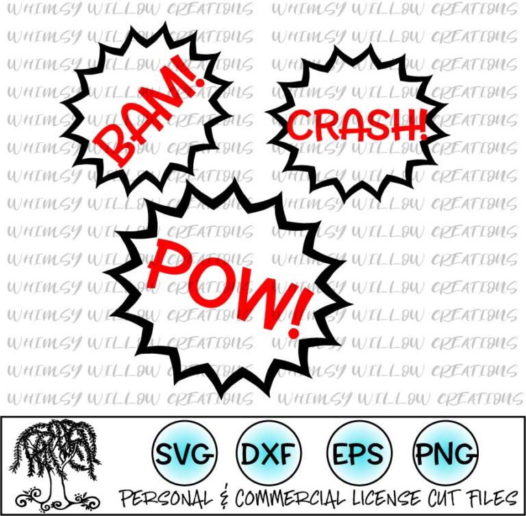 Superhero Word Bubbles SVG Cut File - Whimsy Willow Creations
